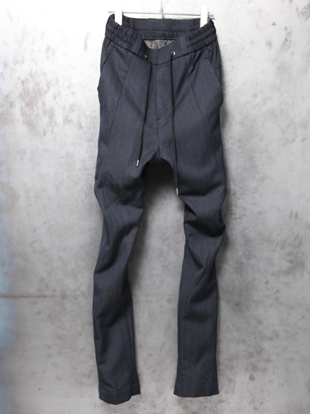 DEVOA Easy pants Wool Cotton herringbone /NAVY BLACK | ★VEKTOR BLOG