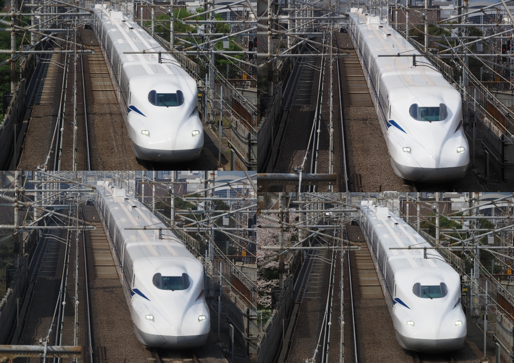 No.1533 N700S J24 J25 J26 J27編成 勢揃い 4分割画像 本町跨線橋(東山トンネル西)にて | TETSUYA氏ブログ