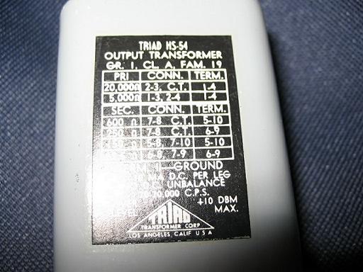 TRIAD HS-54 Output Transformers | WEC5 新着商品＆日記