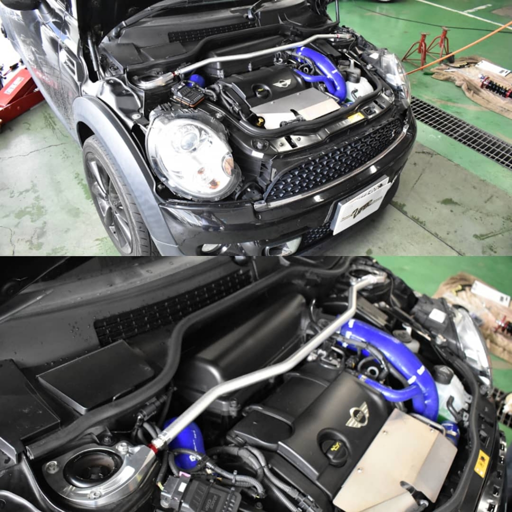 R56ミニクーパーSにGIOMIC製ストラットタワーバーを取り付けです | Viper Blog