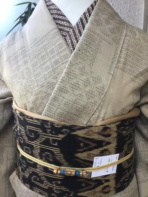 絣柄の紬にイカット帯 | 時代布池田ブログ