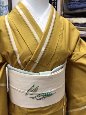 ゆったりサイズの黄八丈の単衣紬 | 時代布池田ブログ