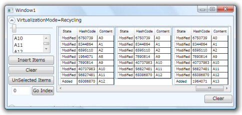 【WPF】VirtualizingStackPanel Recyclingはコンテナがリサイクルされる。2 | 創造的プログラミングと粘土細工