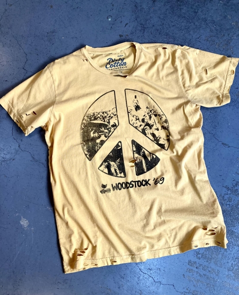 WOODSTOCK '69 - 'PEACE SIGN' Premium Vintage Style T-shirt (Damage ...