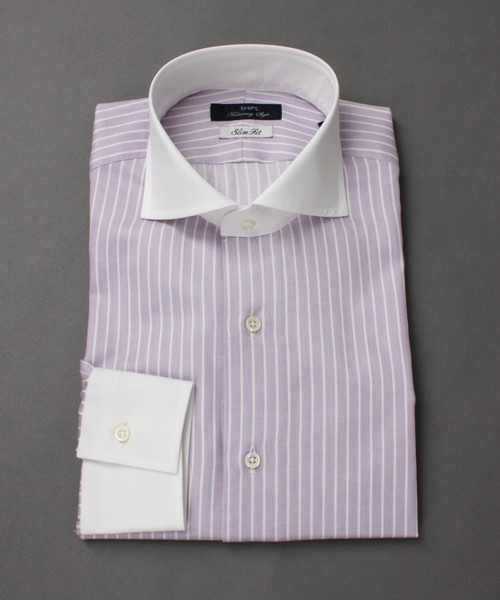 SHIPS HORIZONTAL JACQUARD×STRIPE CRELIC SHIRT | LOUNGE