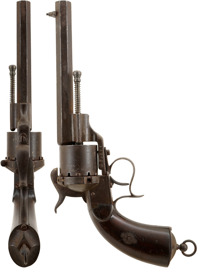 フランス ルフォーショー本社製 M1854 6連発 軍用リボルバー (登録証付、八角銃身、#LF75624) 24【Gazette ...