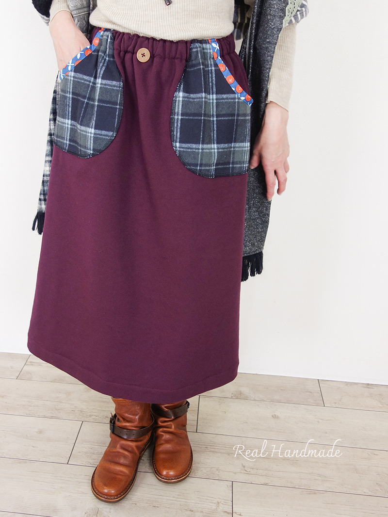 **新作UPしました***裏起毛ボルドーと起毛チェックポケットのスカート | REAL HANDMADE - BLOG