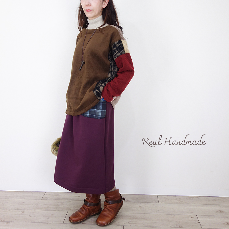 **新作UPしました***裏起毛ボルドーと起毛チェックポケットのスカート | REAL HANDMADE - BLOG
