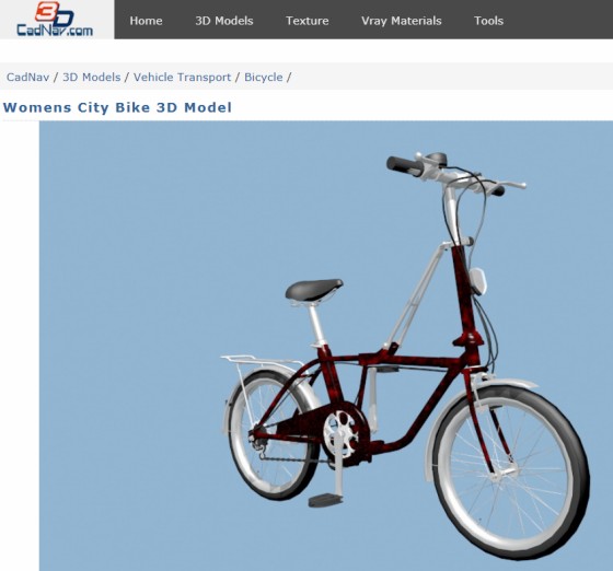 CadNav.comからダウンロードした自転車の3Dモデリングデータ、"Womens City Bike" | KOKAのつぶやき
