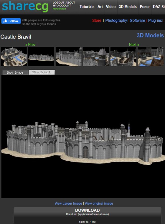 ShareCG.comからダウンロードした城郭の3Dモデリングデータ"Castle Bravil"から切り出した理髪店 | KOKAのつぶやき